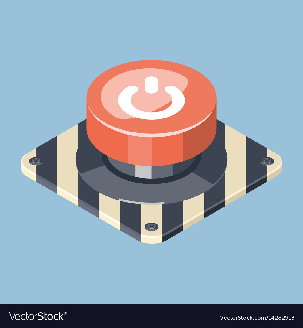 3d emergency start stop red button Royalty Free Vector Image