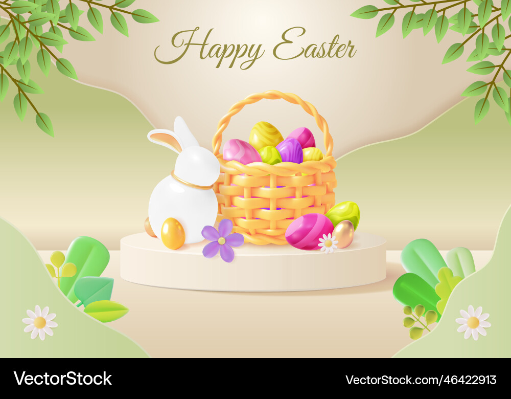 3d happy easter day ads banner concept poster card