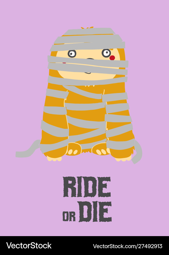 Halloween postcard cute sloth mummy zombie Vector Image