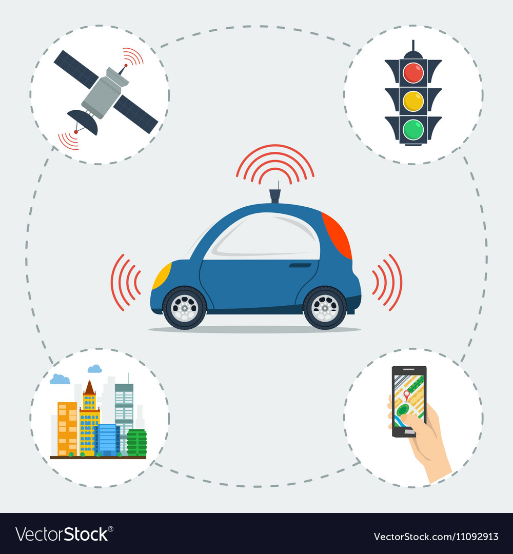 Infographic of self driving car Royalty Free Vector Image Infographic of self driving car Royalty Free Vector Image