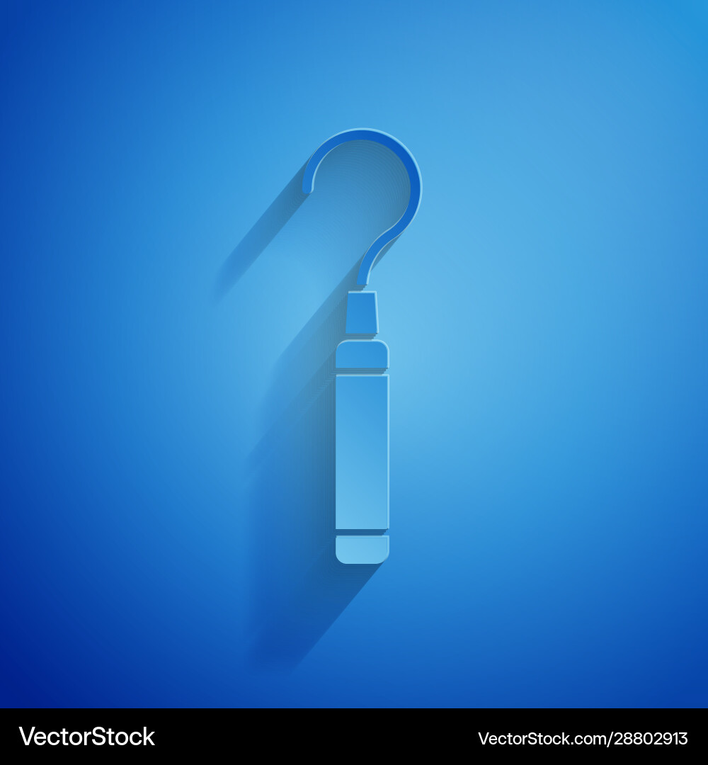 Paper cut dental explorer scaler for teeth icon Vector Image