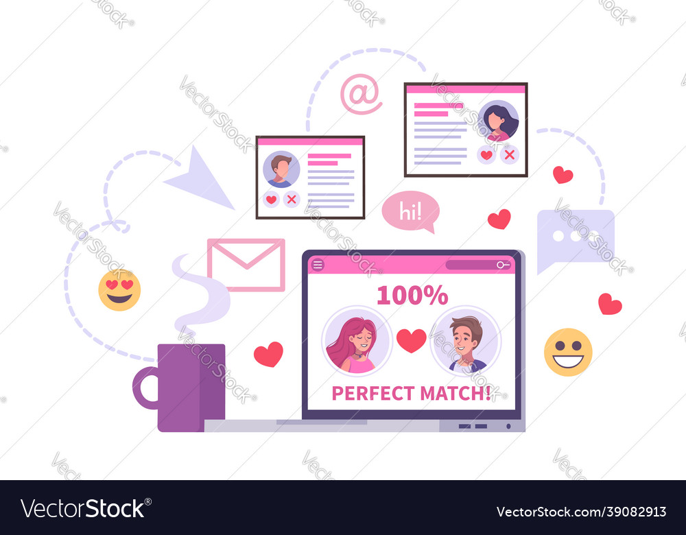Perfect match app composition Royalty Free Vector Image