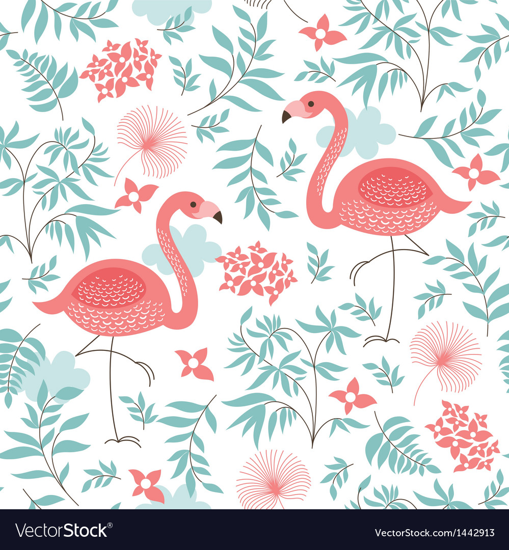 Seamless pattern with a flamingo Royalty Free Vector Image