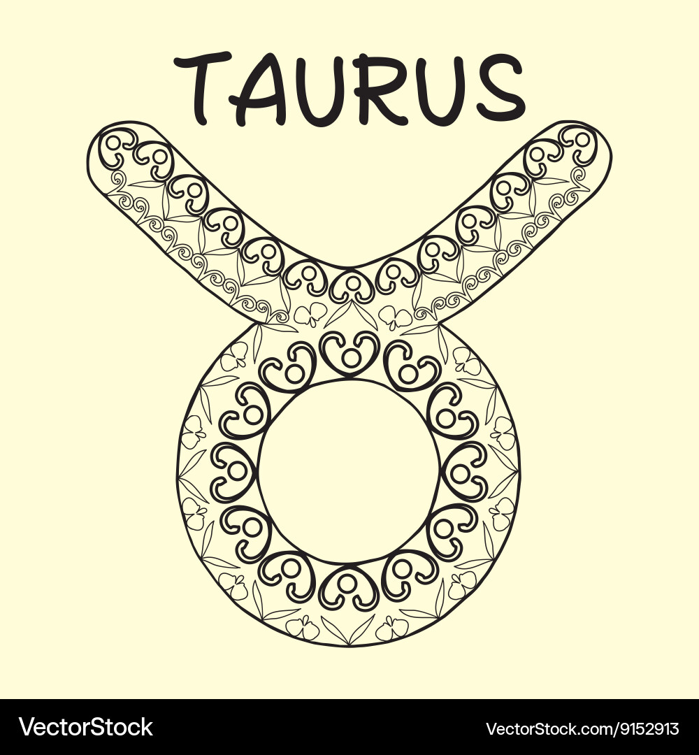 Taurus sign zodiac Hand drawn sketch Royalty Free Vector