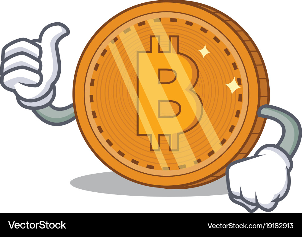 Thumbs up bitcoin coin character cartoon Vector Image