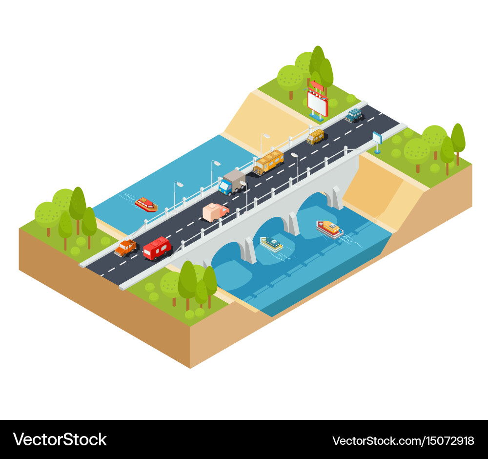 3d isometric cross section of a landscape Vector Image