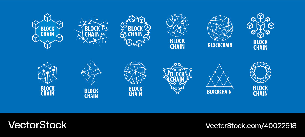 A set of abstract logos blockchain Royalty Free Vector Image