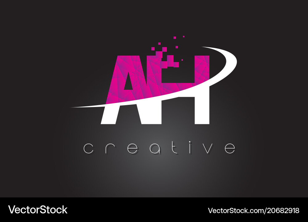 Ah a h creative letters design with white pink Vector Image