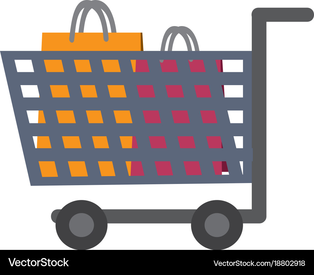 Bags inside shopping cart design Royalty Free Vector Image