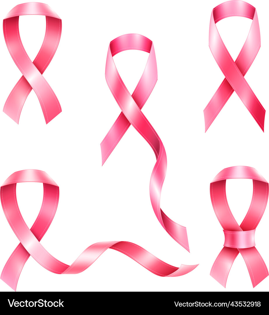 Breast cancer ribbons set Royalty Free Vector Image