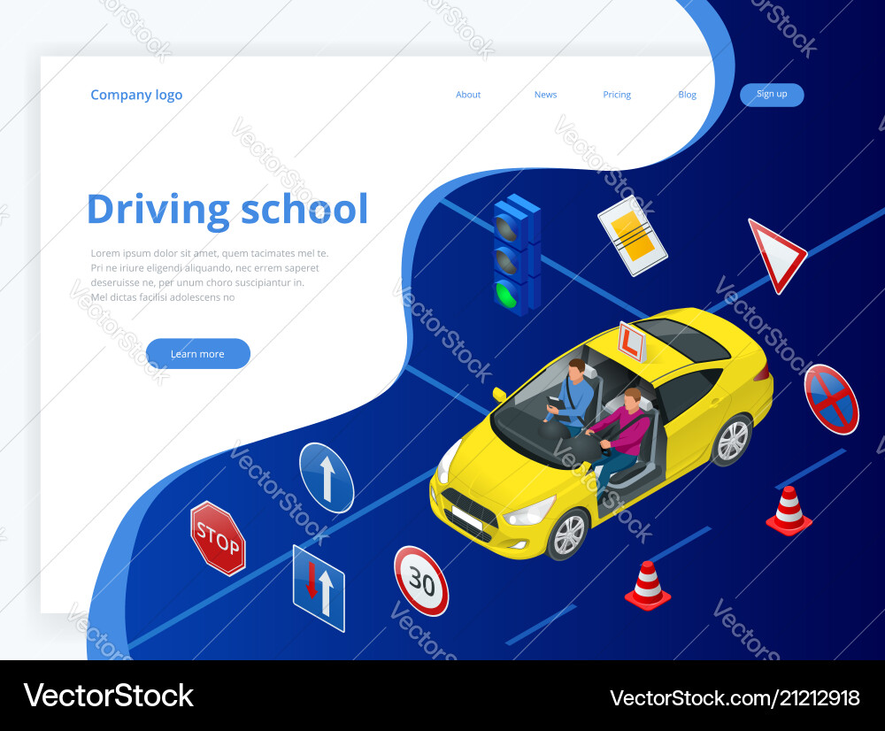 Design concept driving school or learning to drive