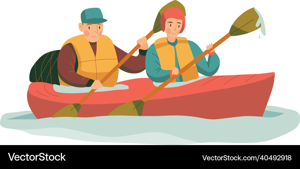 Family boating flat composition Royalty Free Vector Image