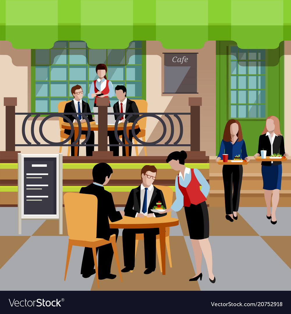 Flat business lunch people concept Royalty Free Vector Image Flat business lunch people concept Royalty Free Vector Image