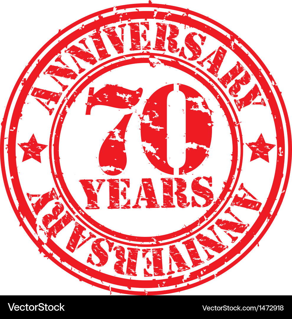 Grunge 70 years anniversary rubber stamp Vector Image