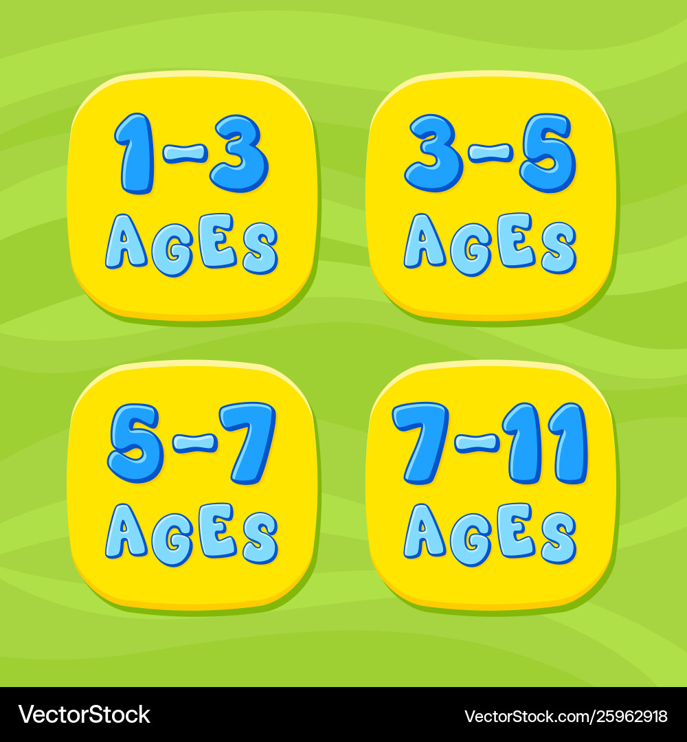 Kids ages cartoon emblem Royalty Free Vector Image
