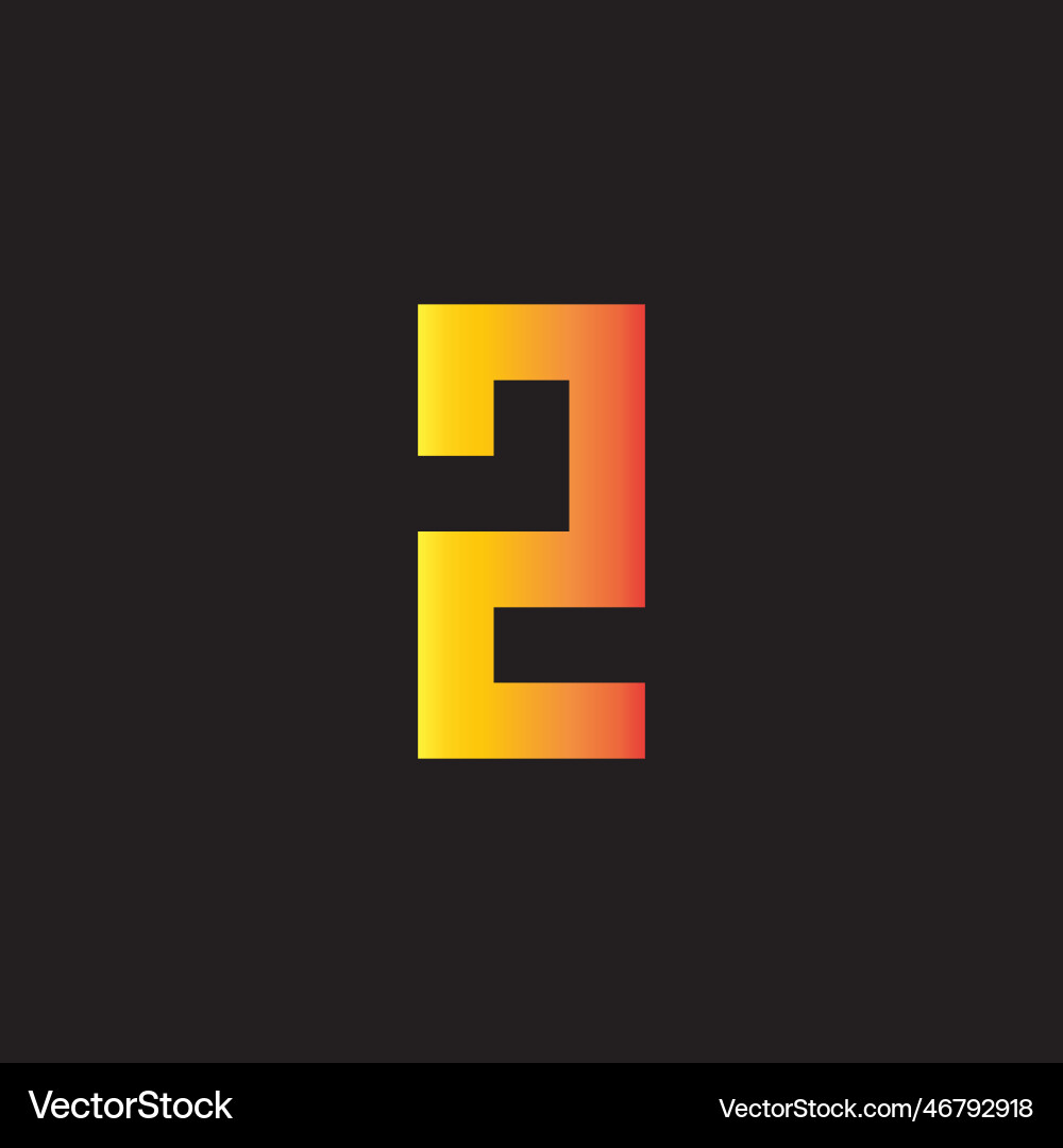 Number 2 letter j square geometric symbol simple Vector Image