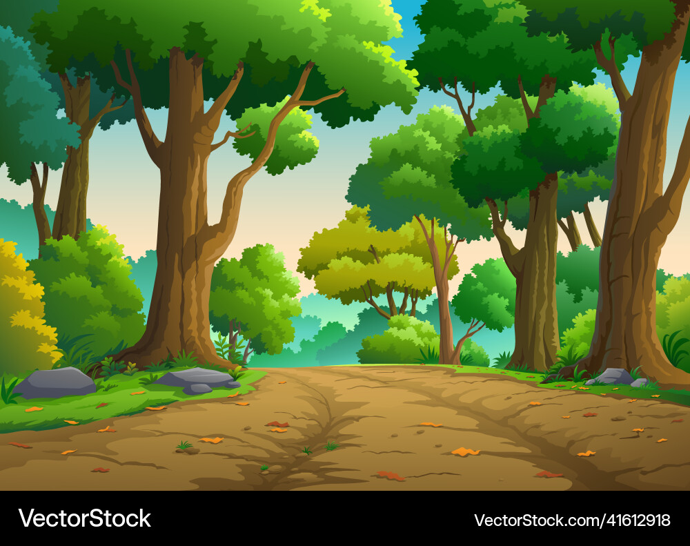On the nature path there are trees and walkways Vector Image