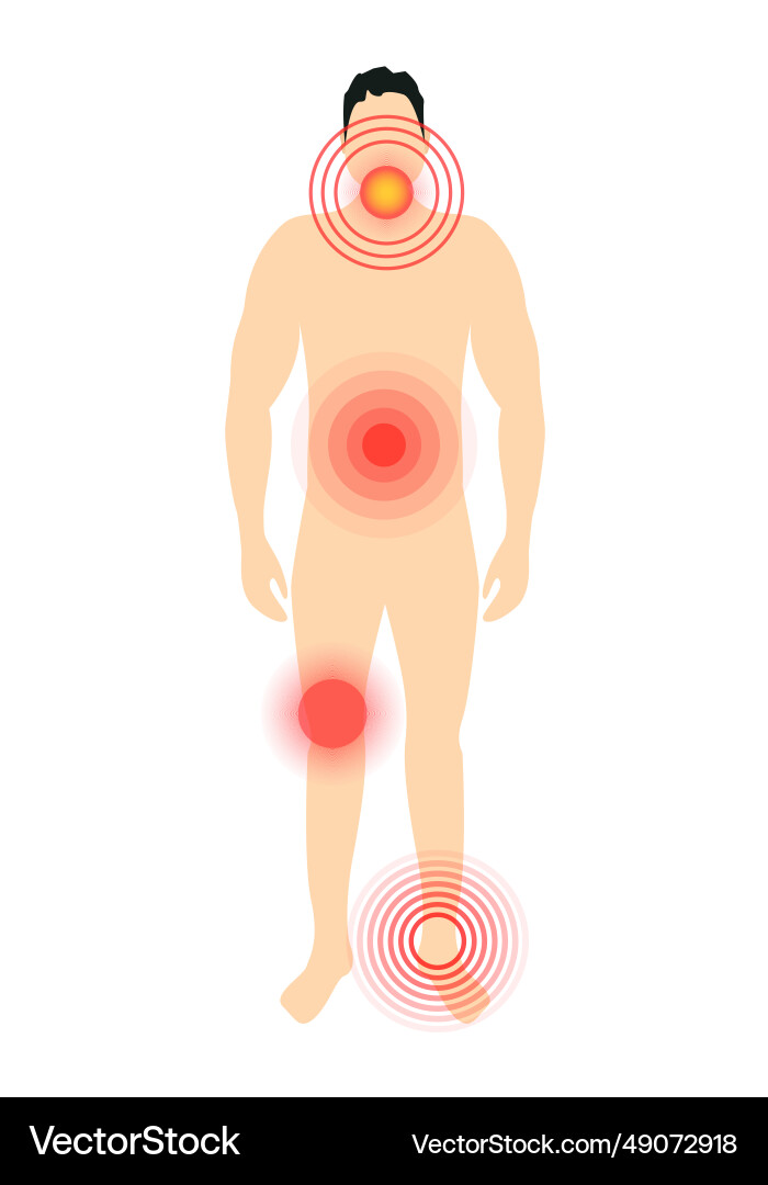 Pain target hurt red circle marker on body Vector Image