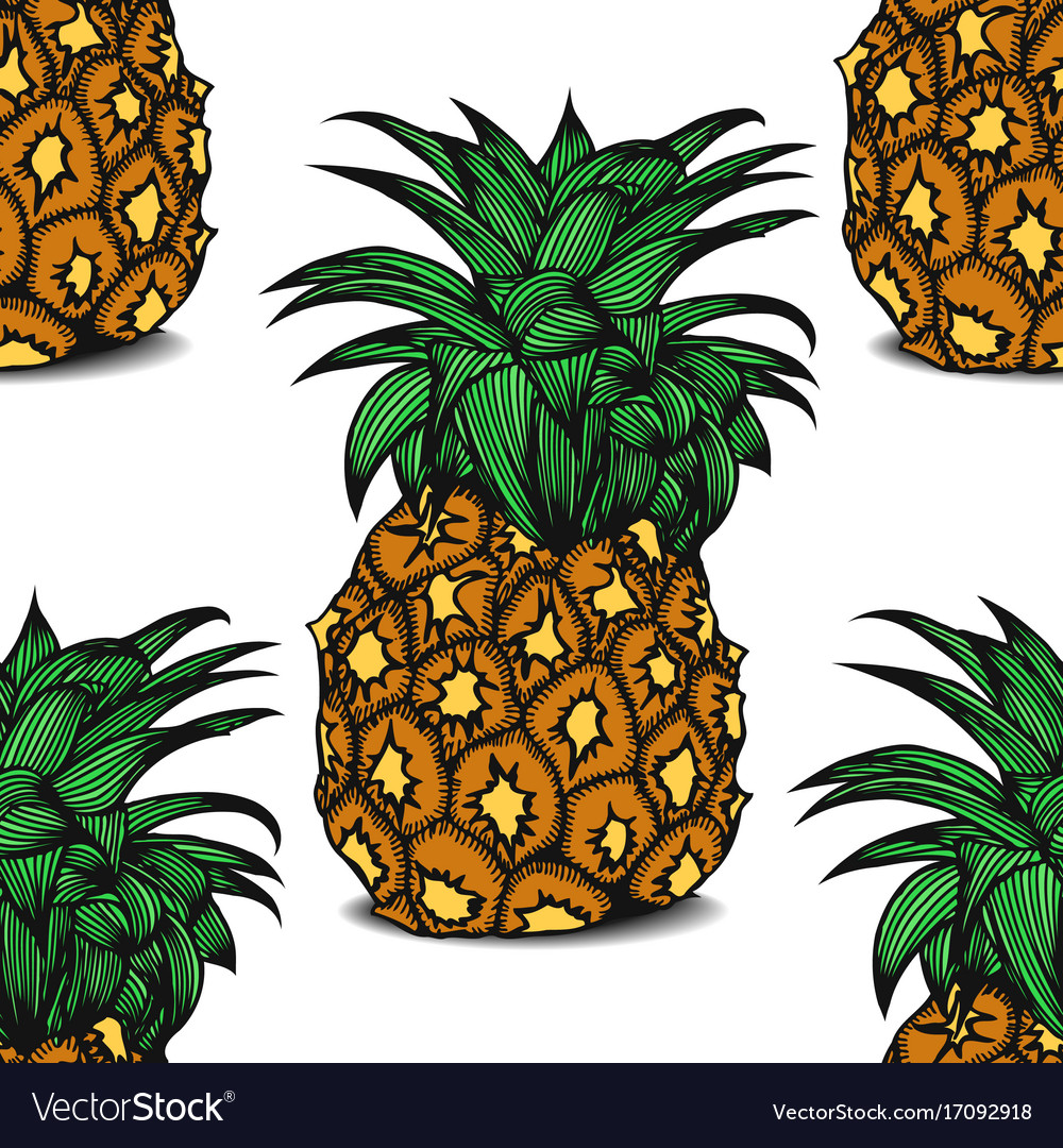 Pineapple seamless pattern Royalty Free Vector Image