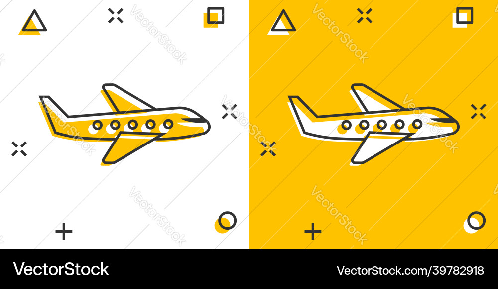 Plane icon in comic style airplane cartoon Vector Image