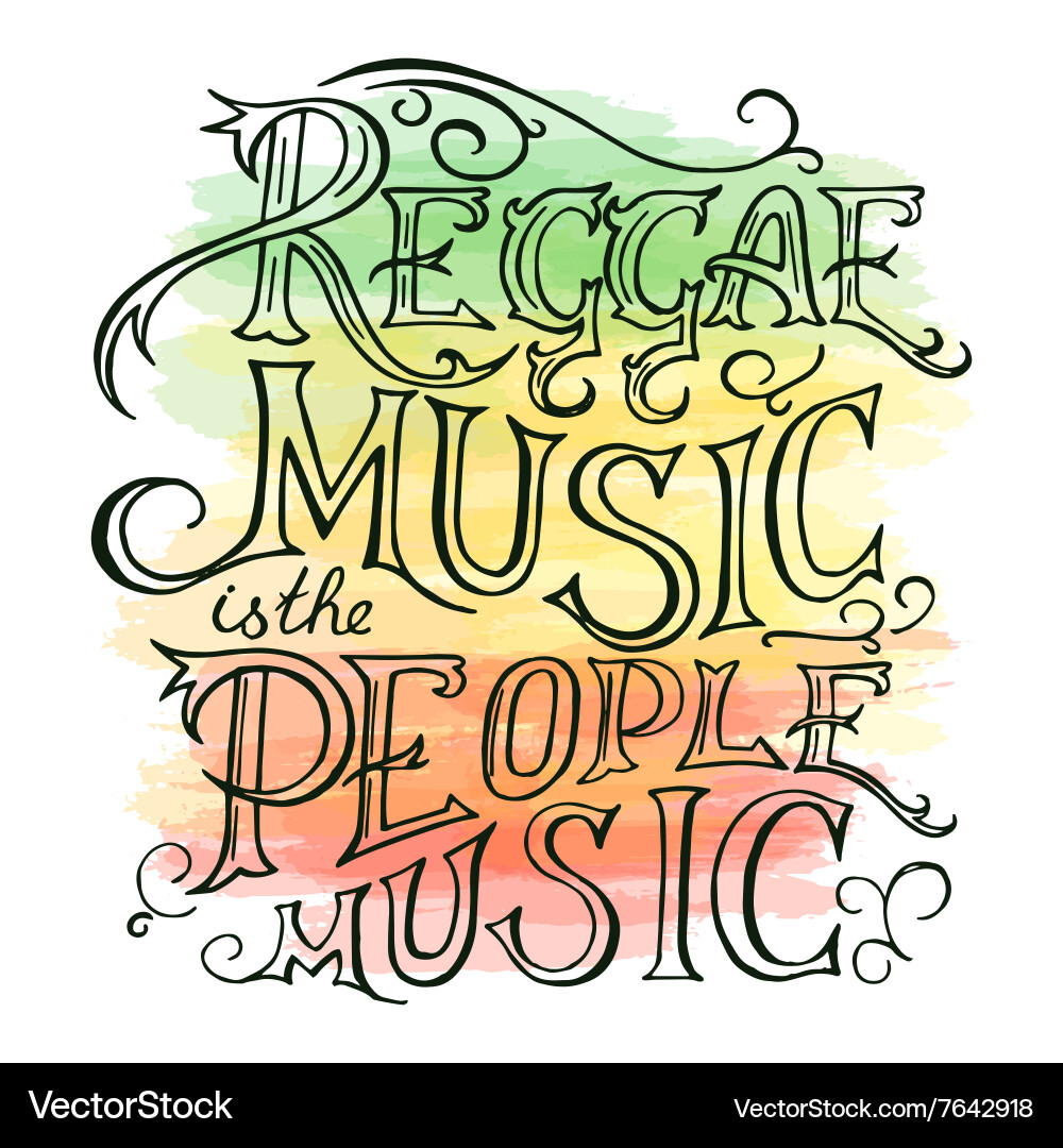 Printable hand drawn reggae lettring on watercolor