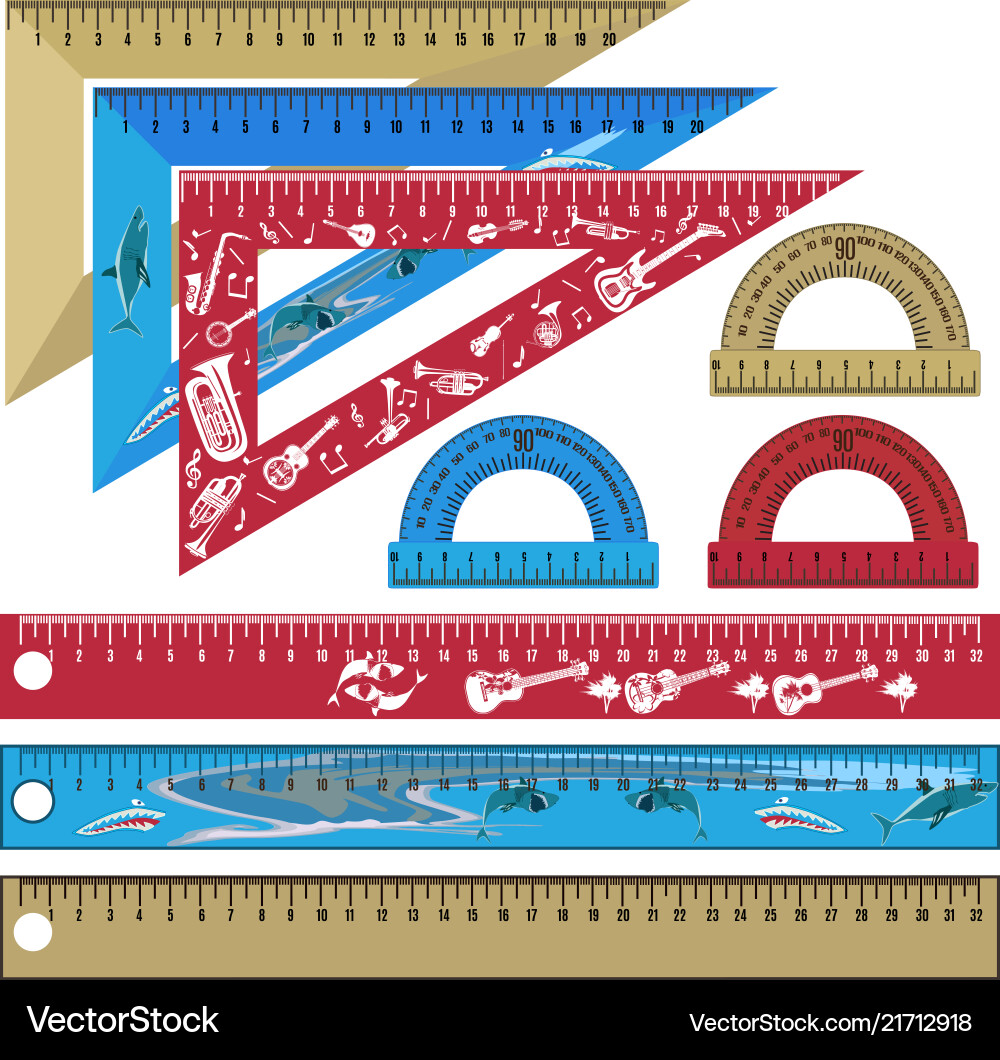 Set school rulers and protractors in Royalty Free Vector