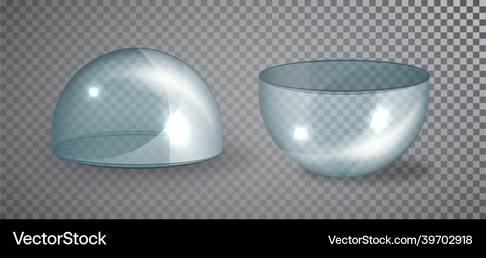 Transparent glass semi-sphere isolated set Vector Image
