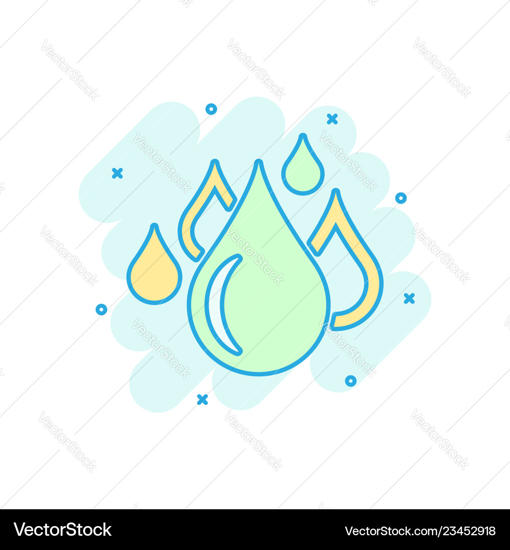 Water drop icon in comic style raindrop cartoon Vector Image