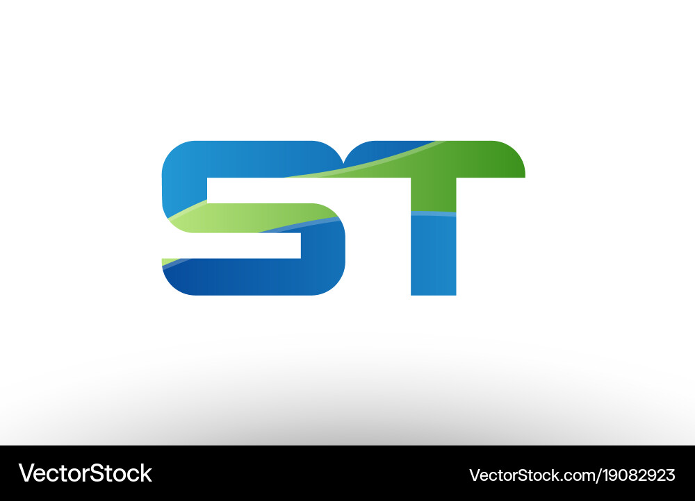 Blue green st s t alphabet letter logo Royalty Free Vector