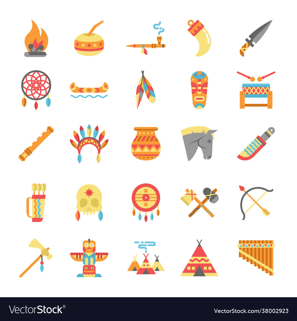 Color american indigenous elements Royalty Free Vector Image