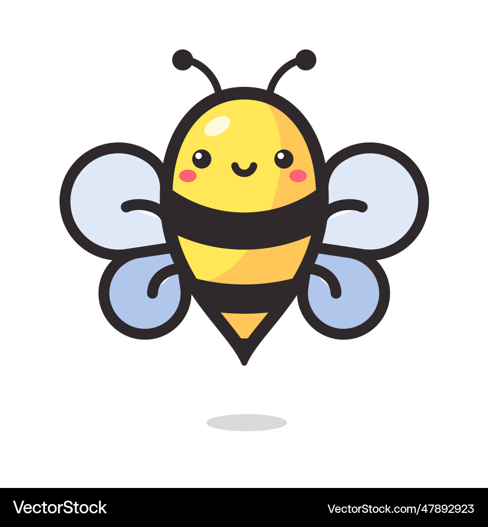 Cute little bee smiling for decorating desserts Vector Image