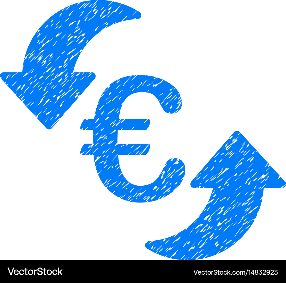Euro update arrows grunge icon Royalty Free Vector Image