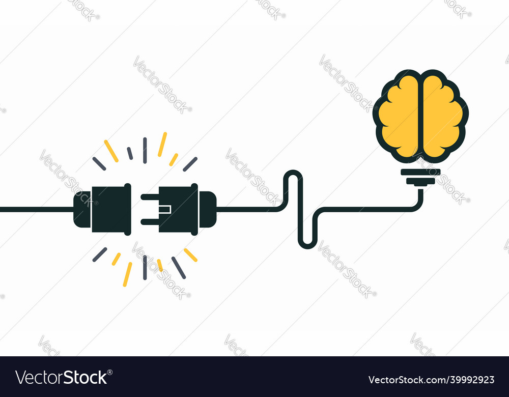 Idea concept human brain in light bulb creative Vector Image