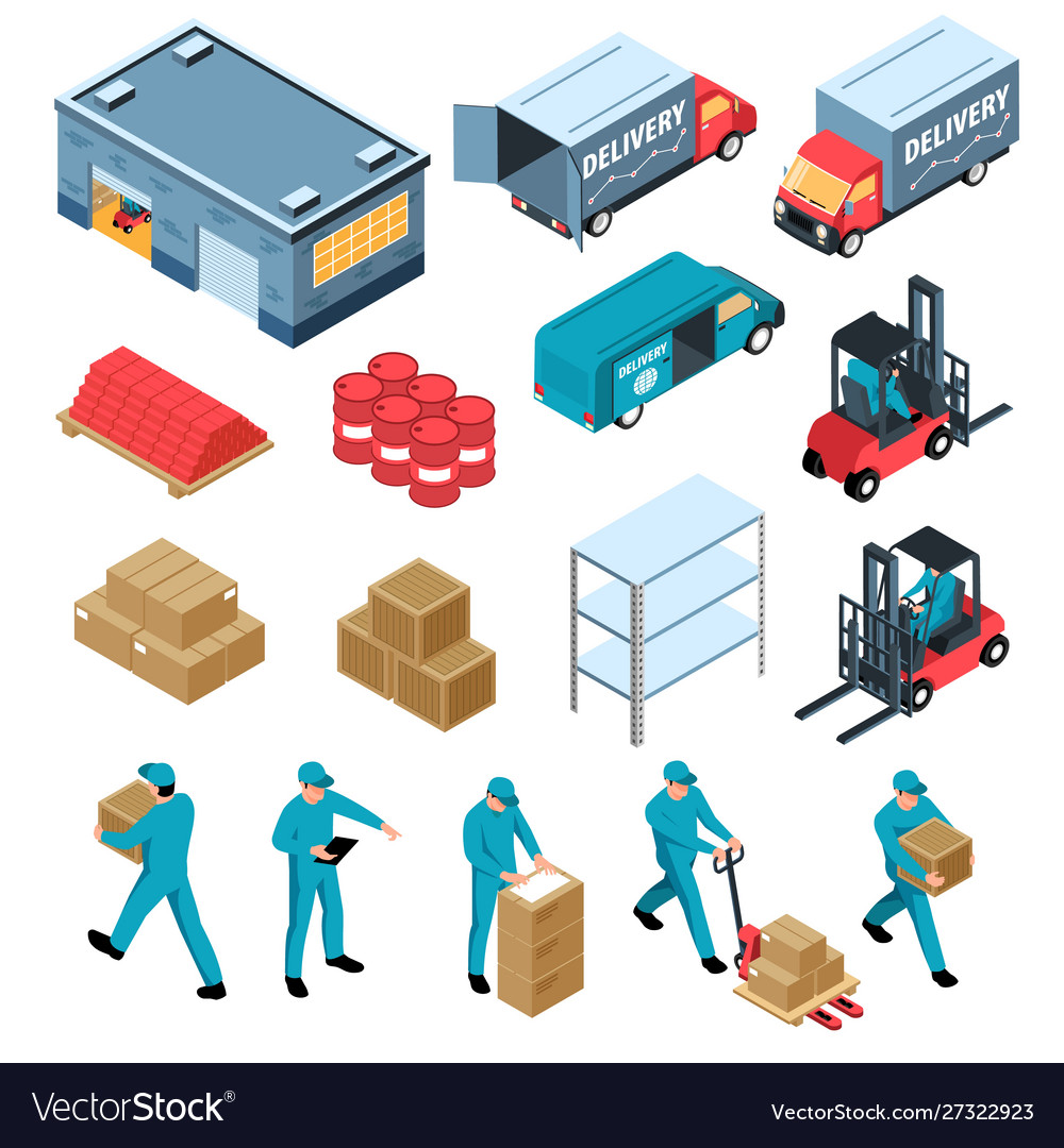 Logistic isometric set Royalty Free Vector Image