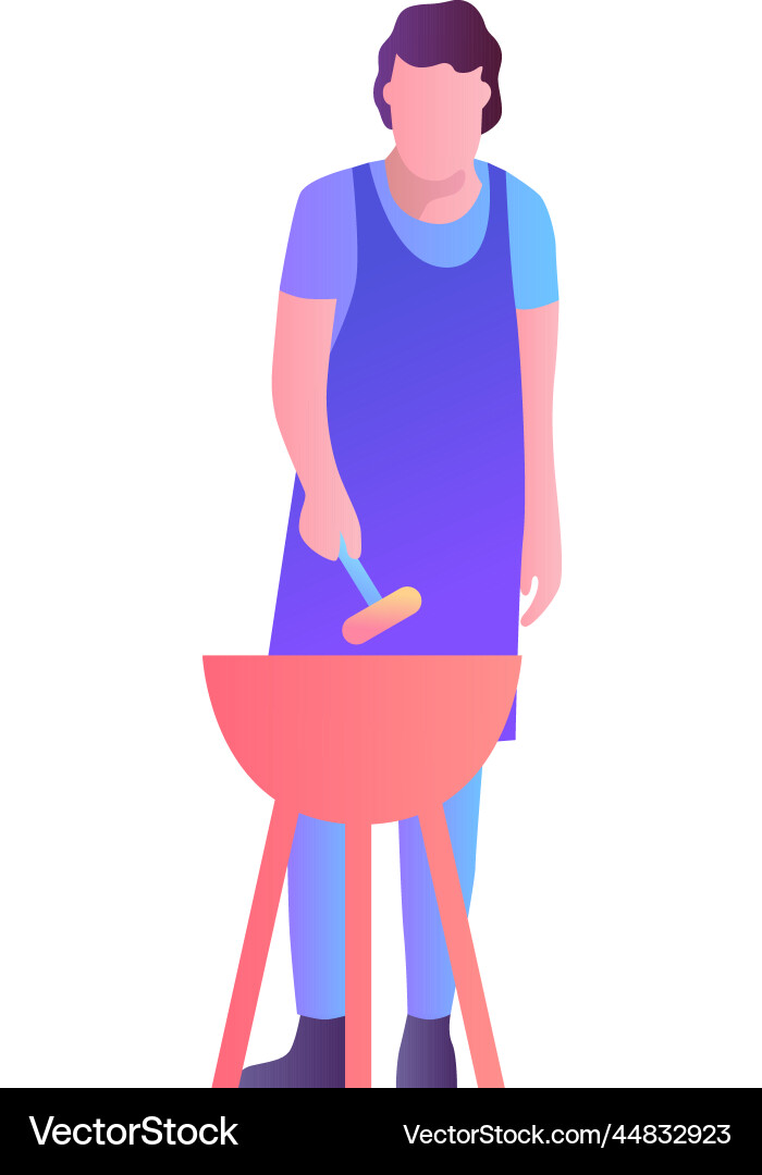 Man bbq barbecue chef cook icon isolated Vector Image