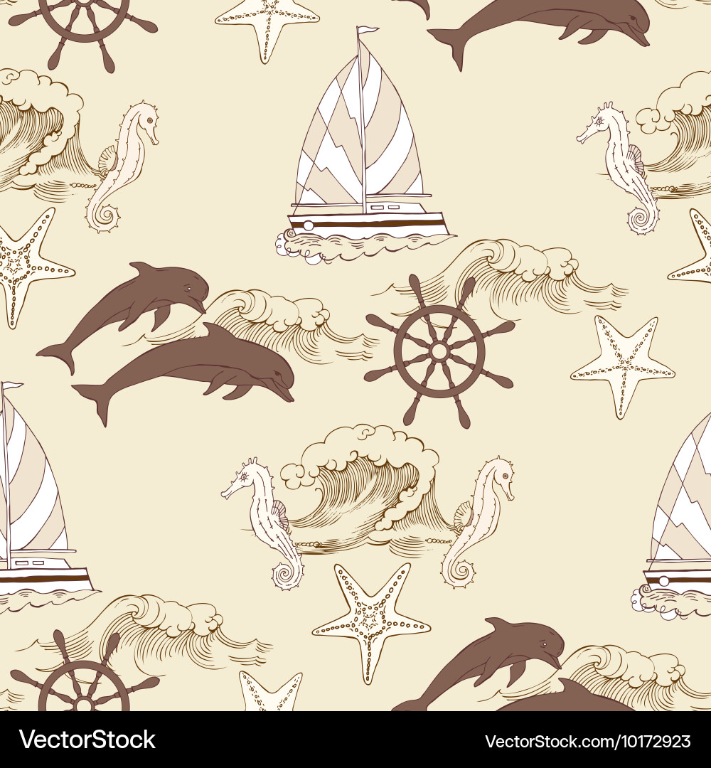 Nautical seamless pattern Royalty Free Vector Image