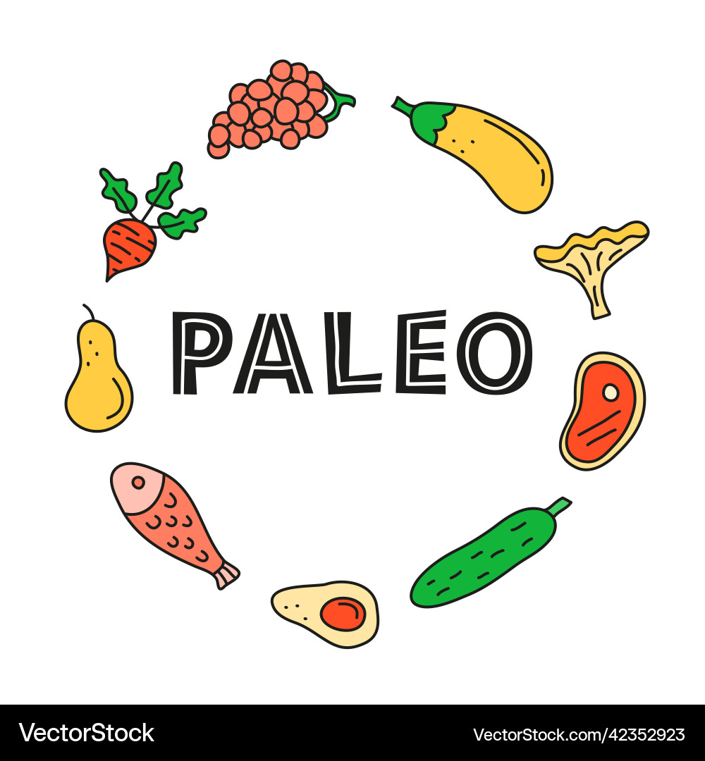 Poster with lettering paleo and doodle colored Vector Image