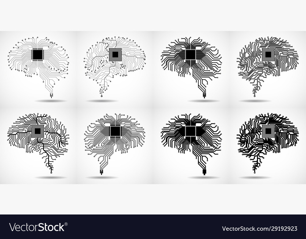 Set abstract technological brain cpu circuit Vector Image Set abstract technological brain cpu circuit Vector Image