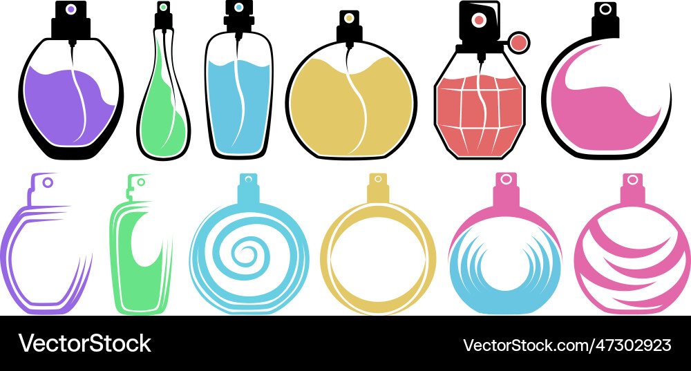 Set collection perfume icon logo fragrances Vector Image