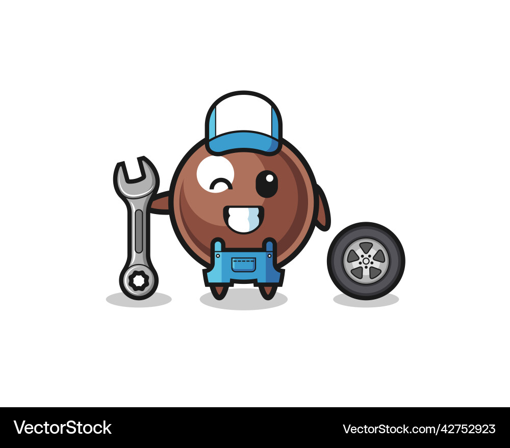 Tapioca pearl character as a mechanic mascot Vector Image
