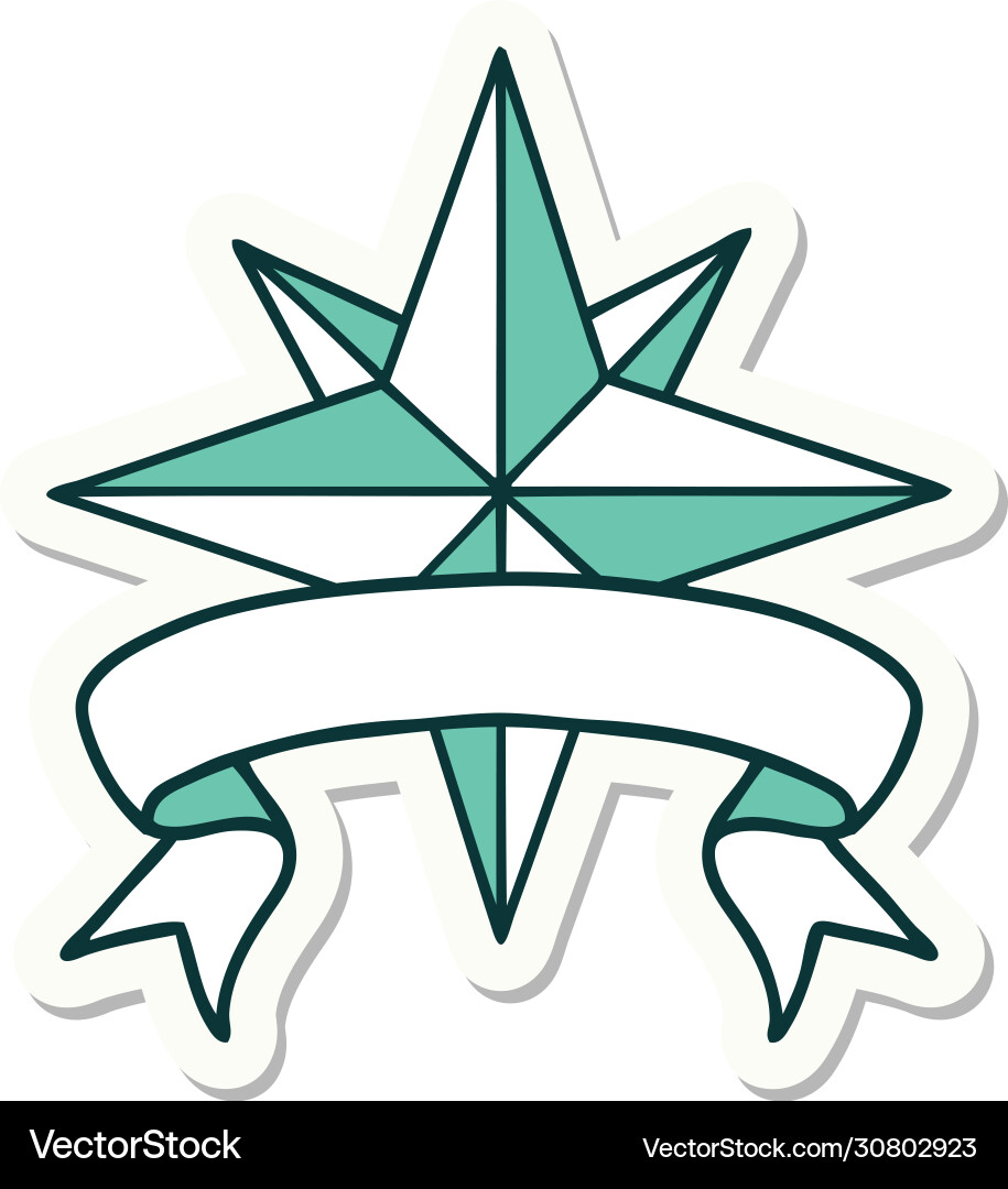 Tattoo sticker with banner a star Royalty Free Vector Image