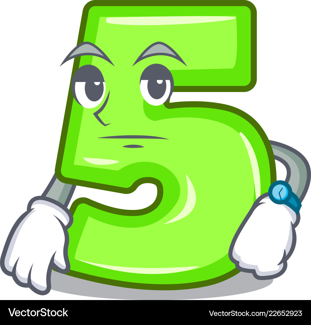 Waiting cartoon number five engraved on stone Vector Image