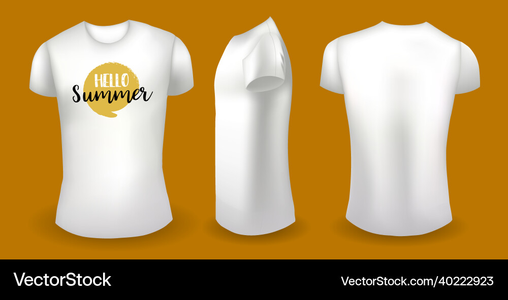 White male t shirt with label front back Vector Image