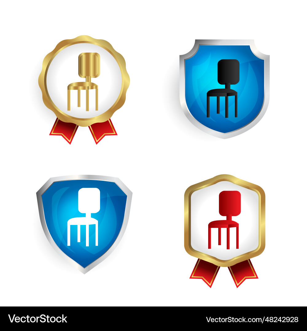 Abstract flat chair badge and label collection Vector Image