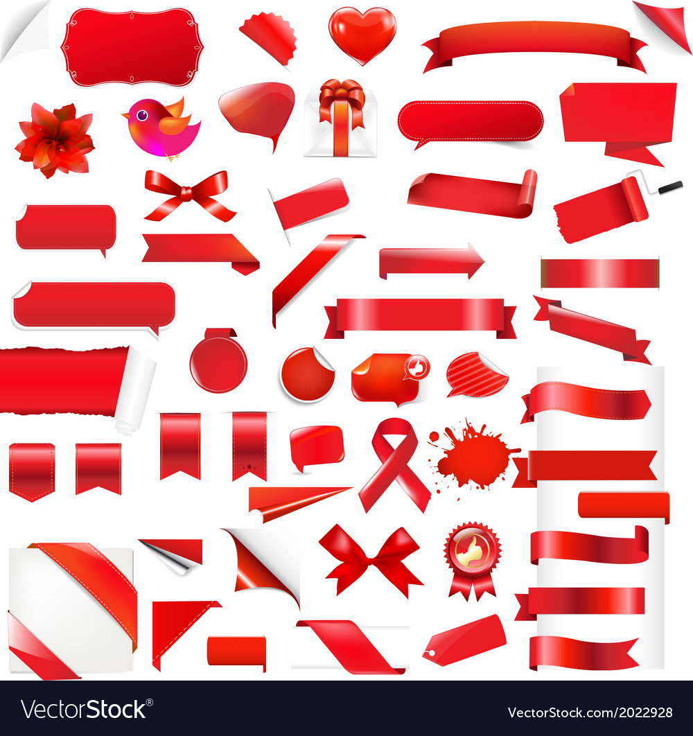 Big set red elements Royalty Free Vector Image