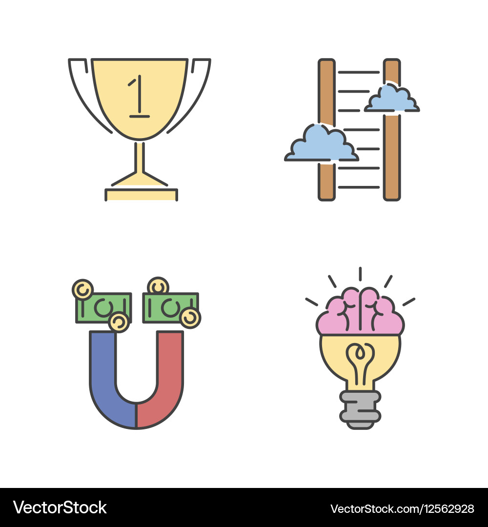 Business success icons set Royalty Free Vector Image