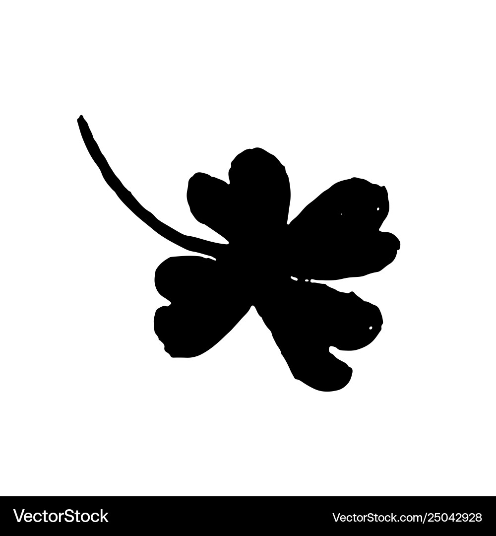 Clover icon grunge dry brush Royalty Free Vector Image