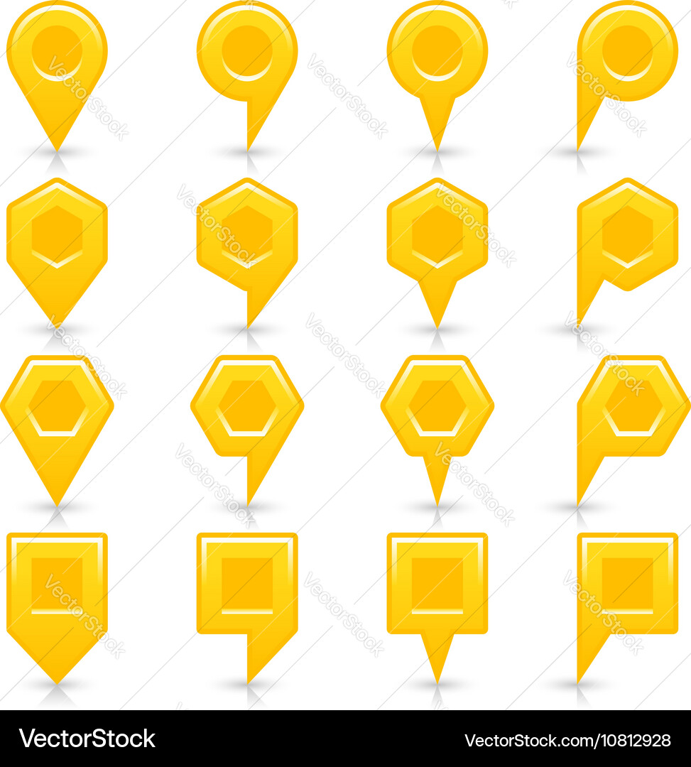 Flat yellow color map pin sign location icon Vector Image
