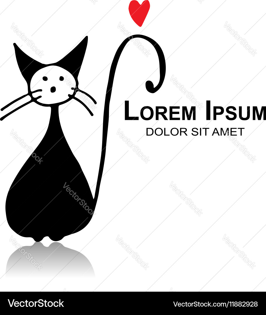 Funny cat sketch for your design Royalty Free Vector Image