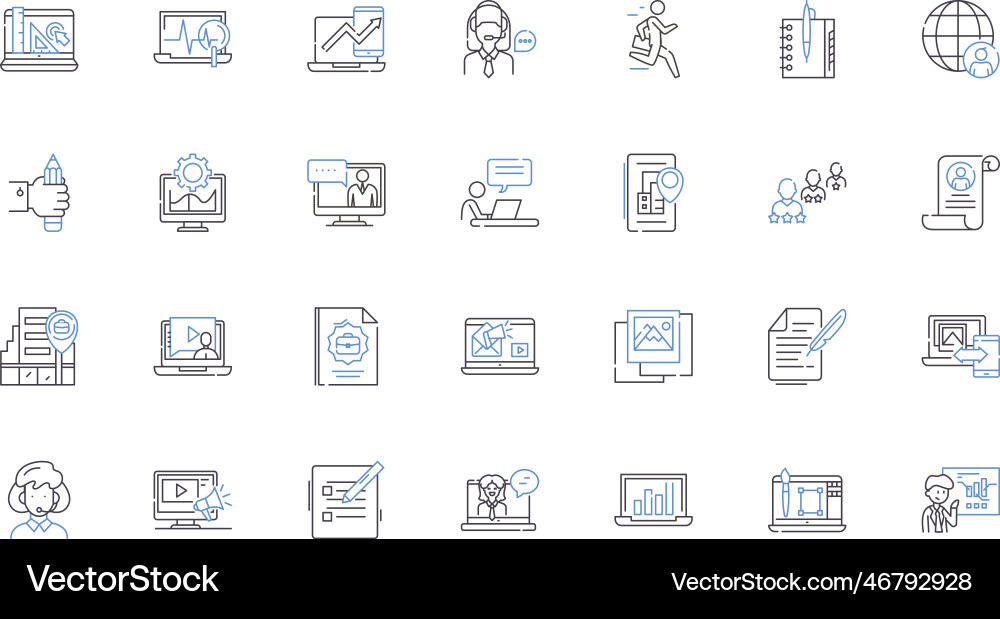 Geographically dispersed unit line icons Vector Image